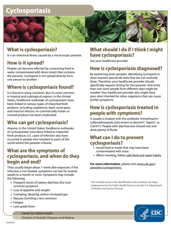 Thanks to the CDC for scientific information on Cyclospora | Food ...